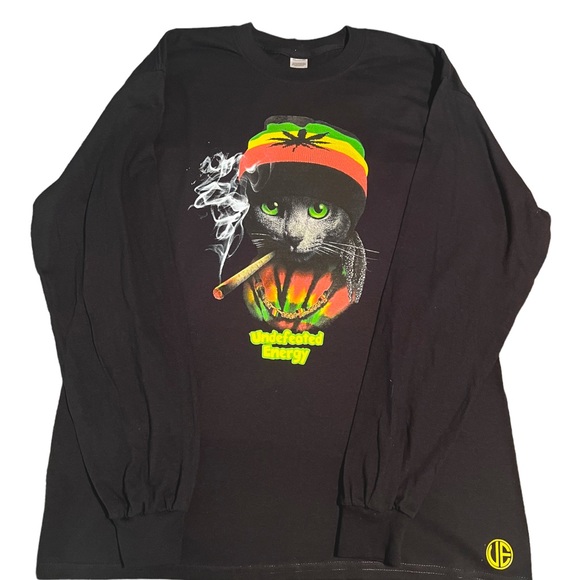 Undefeated Energy | Shirts | Undefeated Energy Cat Smoking A Spliff ...